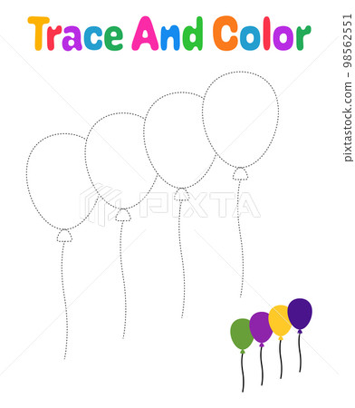 Balloons tracing worksheet for kids - Stock Illustration [98562551] - PIXTA