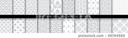Geometric floral set of seamless patterns....-插圖素材 [98564888] - PIXTA圖庫