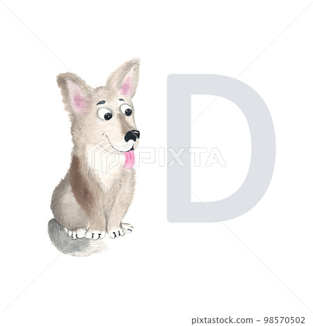 Letter D, uppercase, puppy dog, cute kids... - Stock Illustration ...