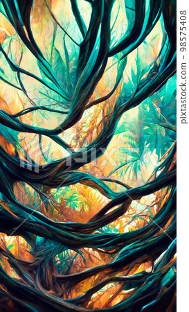 ultra realistic forest tropical fractal... - Stock Illustration ...