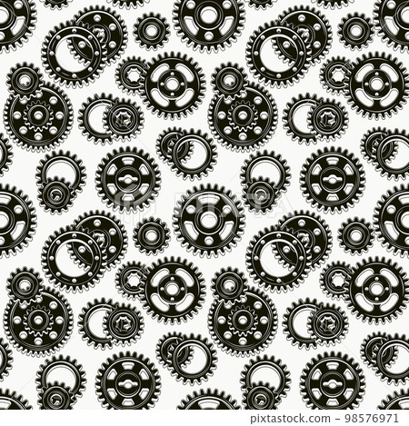 Monochrome seamless mechanical pattern with gears - Stock Illustration ...