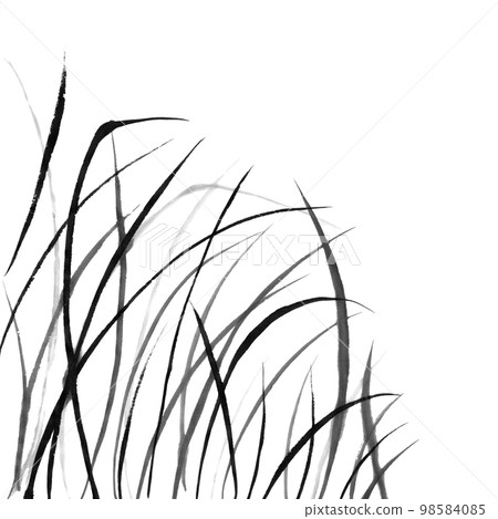 Grass background monochrome illustration (ink... - Stock Illustration ...