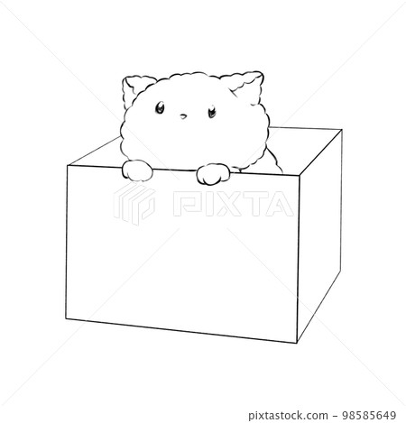 Stock Illustration: Cat in the box (line drawing) - Stock Illustration ...