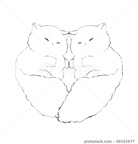 Stock Illustration: A sleeping cat (line drawing) - Stock Illustration ...