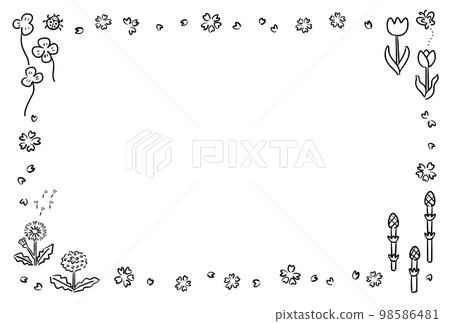 Spring plant frame 1 color - Stock Illustration [98586481] - PIXTA