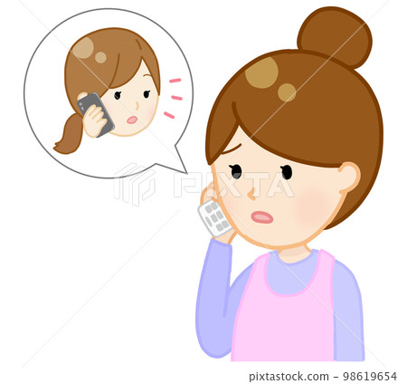 Nursery teacher calling parent of unwell child - Stock Illustration ...
