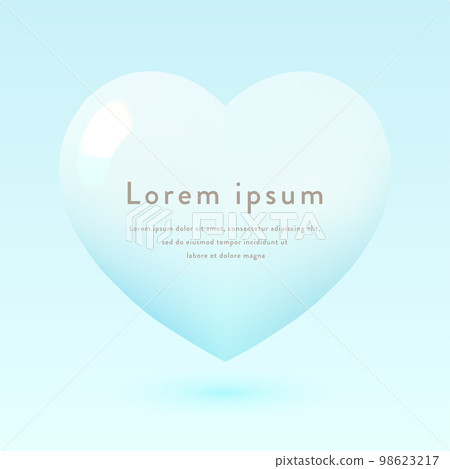 Glossy heart badge (light blue) - Stock Illustration [98623217] - PIXTA
