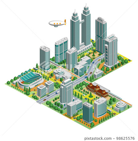 Townscape illustration "Block Town A" that... - Stock Illustration ...