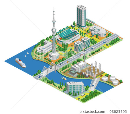 Townscape illustration "Block Town A" that... - Stock Illustration ...