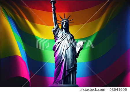 statue of liberty in the rainbow colors. LGBTQ... - Stock Illustration ...
