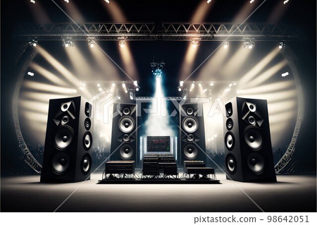 Concert stage with power sound system and... - Stock Illustration ...