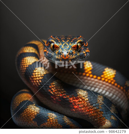Snake closeup with beautiful eyes. Generative AI - Stock Illustration ...