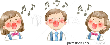 Illustration of children singing and musical... - Stock Illustration ...