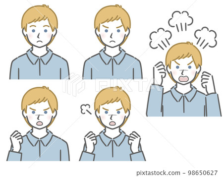 Strength of angry expression Young white man - Stock Illustration ...