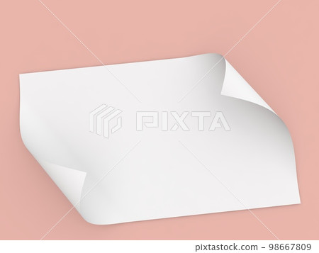 Sheet of A4 paper with curved edges on a pink... - Stock Illustration ...