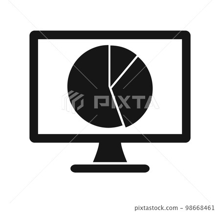Computer Graph Icon with Pie chart symbol. Flat... - Stock Illustration ...
