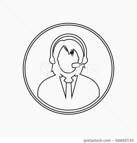 Call centre operator icon with headphone... - Stock Illustration ...