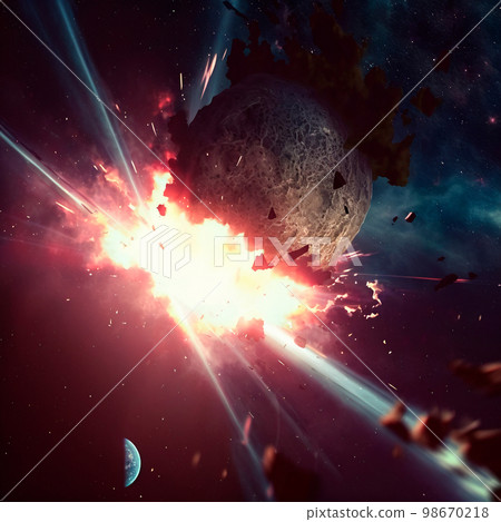 Meteor strike. Explosion in space - Stock Illustration [98670218] - PIXTA