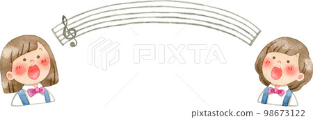 Illustration (frame) of children singing songs... - Stock Illustration ...