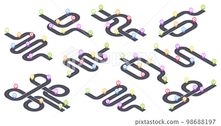 Isometric road map navigation. Urban city 8... - Stock Illustration ...