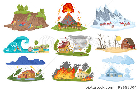 Cartoon natural disaster, hurricane, flooding... - Stock Illustration ...