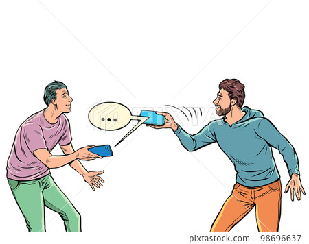 two people communicate in a messenger on the phone - Stock Illustration ...