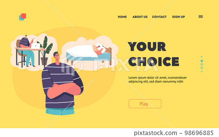 Life Choice Landing Page Template of Male... - Stock Illustration ...