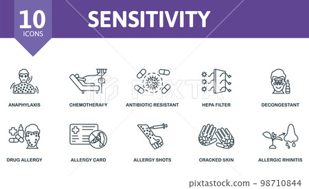 Sensitivity icon set. Monochrome simple...-插圖素材 [98710844] - PIXTA圖庫