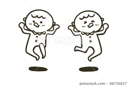 Illustration of a jumping baby (line drawing) - Stock Illustration ...