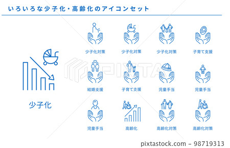 Simple icon set of declining birthrate and... - Stock Illustration ...
