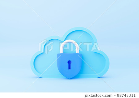 Cloud icon and security padlock symbol, Cloud...-插圖素材 [98745311] - PIXTA圖庫