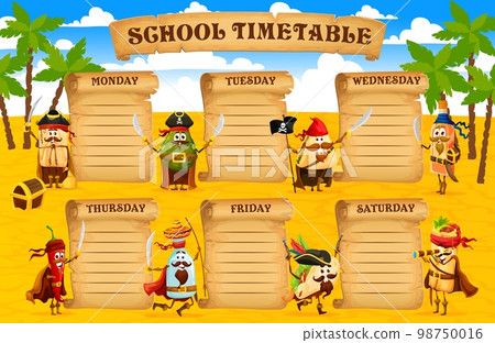 Cartoon School Schedule Comic Template Of A School Schedule For 5 Days
