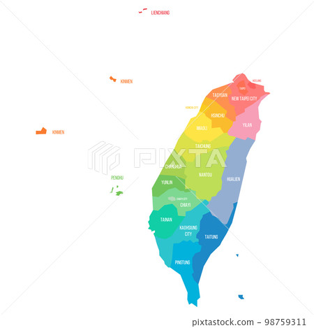 Taiwan political map of administrative divisions-插圖素材 [98759311] - PIXTA圖庫