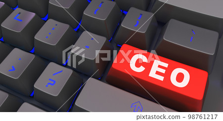 black Keyboard with CEO button 3d render image - Stock Illustration ...