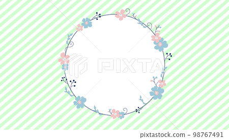 Natural flower frame green stripe - Stock Illustration [98767491] - PIXTA