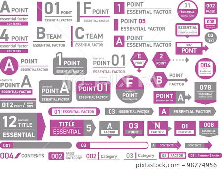 Title Heading Number Noble Template Set Pink - Stock Illustration ...