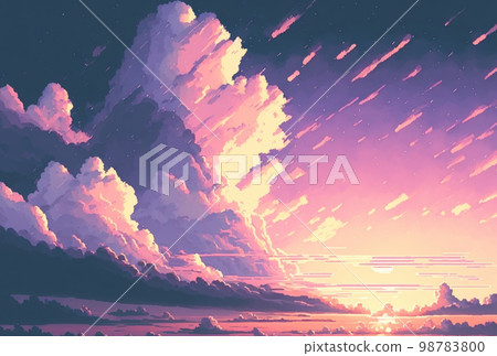 Pastel sweet blue pink sky pixel art style.... - Stock Illustration ...