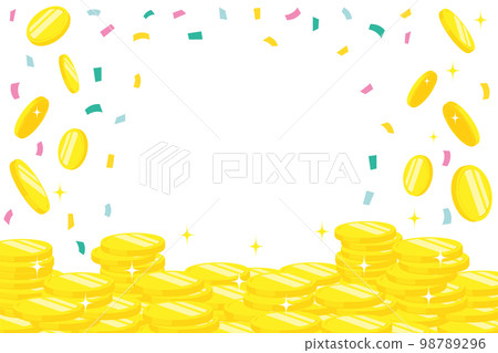 Background material of confetti and coins - Stock Illustration ...