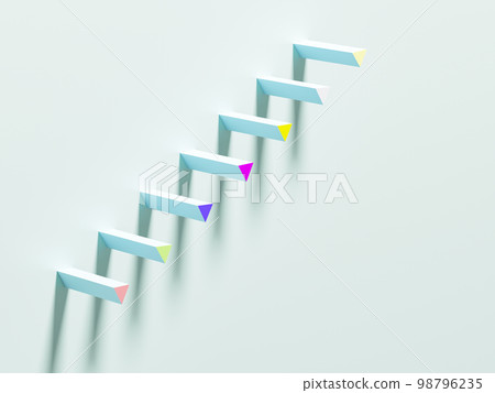 Staircase object. arrow. feeling of rising. 3DCG. - Stock Illustration ...