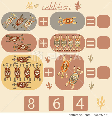 count the turtles in the picture and put the...-插圖素材 [98797450] - PIXTA圖庫