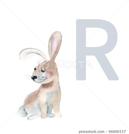 Letter R, rabbit, cute kids animal ABC... - Stock Illustration ...