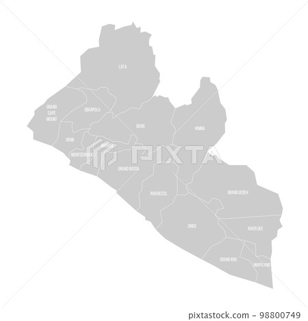 Liberia political map of administrative divisions - Stock Illustration ...