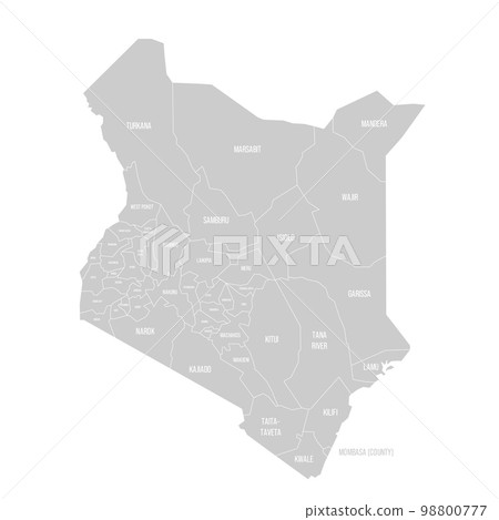 Kenya political map of administrative divisions - Stock Illustration ...