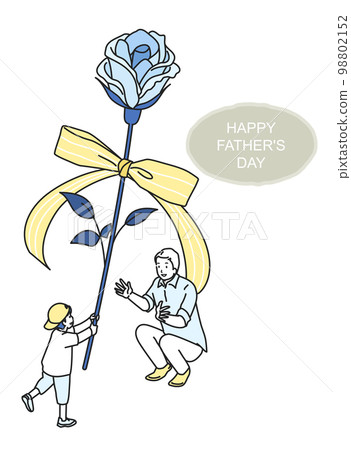 Father's Day Boy giving a rose to his father - Stock Illustration ...