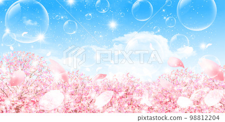 Sakura spring landscape background - Stock Illustration [98812204] - PIXTA