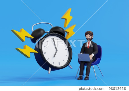 Businessman working using laptop online... - Stock Illustration ...