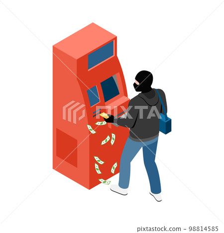 ATM Robber Isometric Composition - Stock Illustration [98814585] - PIXTA