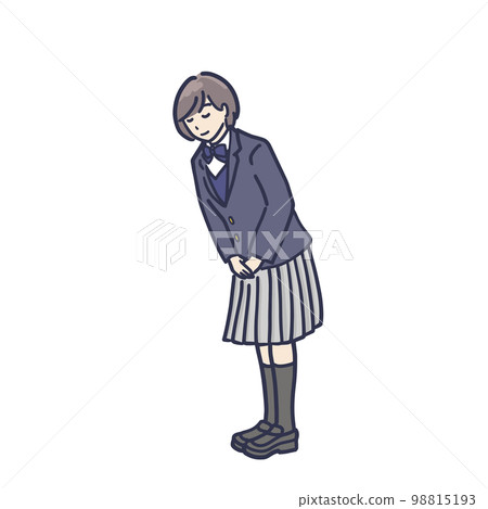 Illustration of a high school girl in uniform... - Stock Illustration ...