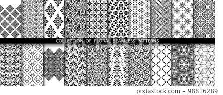 Geometric floral set of seamless patterns.... - Stock Illustration ...