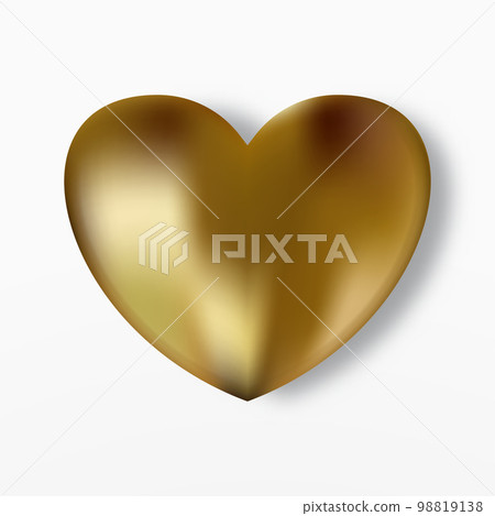 Gold realistic heart vector icon. Romantic... - Stock Illustration ...